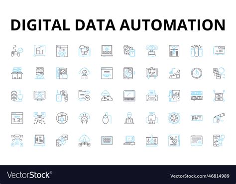 Digital Data Automation Linear Icons Set Vector Image