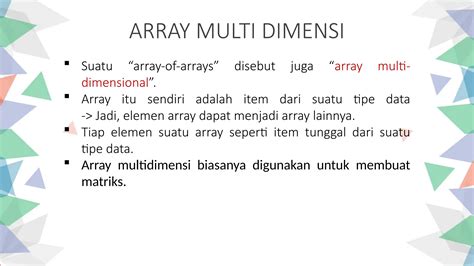 Pert 7 Array Multidimensi Bagian Dari Struktur Datapptx