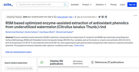 Rsm Based Optimized Enzyme Assisted Extraction Of Antioxidant Phenolics From Underutilized