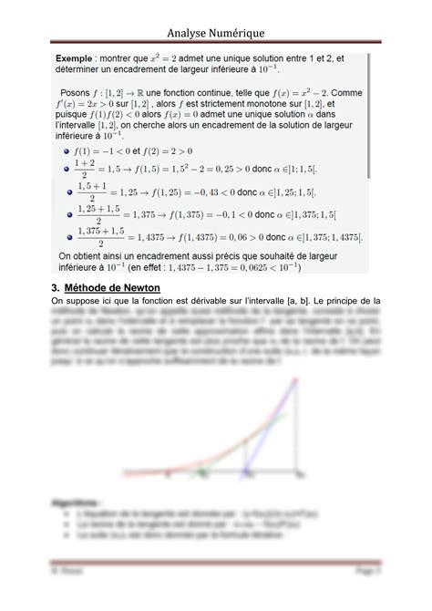 Solution Cours Du Module Analyse Numérique Méthodes De Résolution Des Équations Non Linéaires