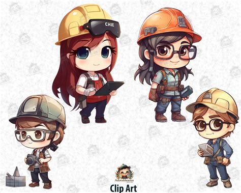Cute Civil Engineer Chibi Clipart Png For Crafting And Design Project