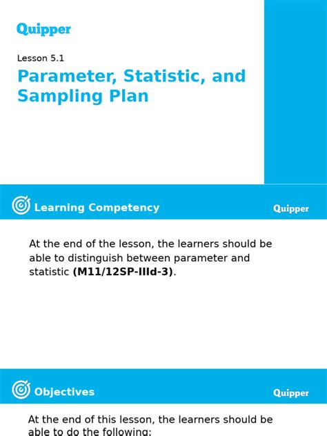 Parameter Statistic And Sampling Plan 1 Pdf Sampling Statistics Stratified Sampling