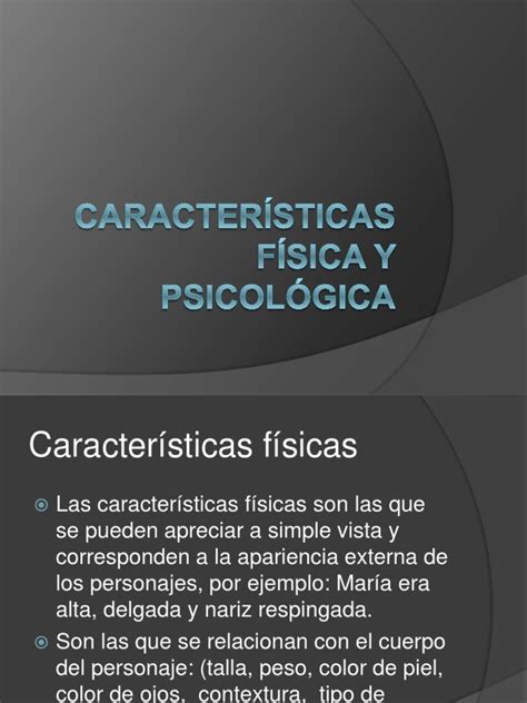Características Físicas Y Psicológicas Pdf