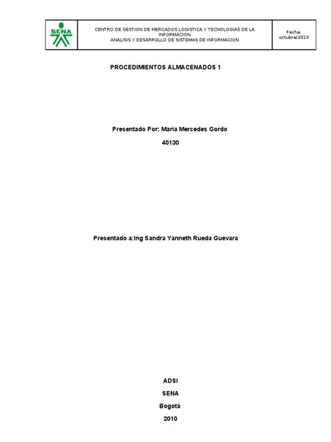 Pdf Solucion Procedimientos Almacenados 1 Dokumentips