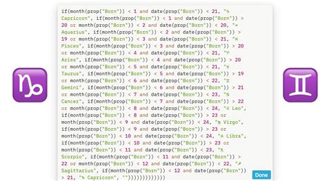 Notion Formula Return The Zodiac From A Date — Red Gregory