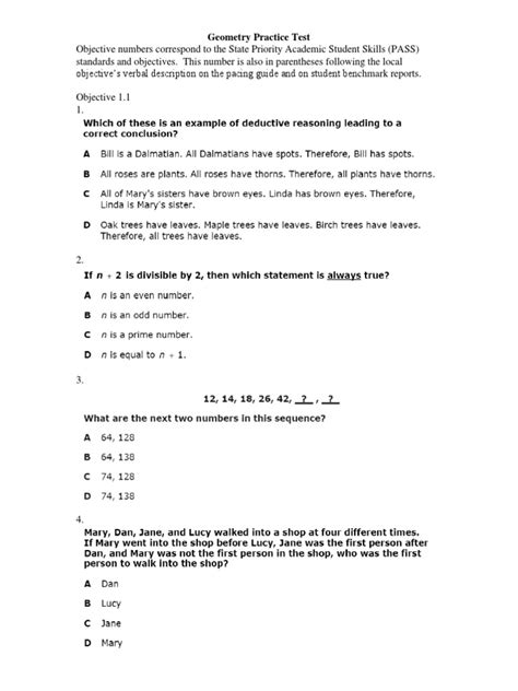 Geometry Practice Test Pdf