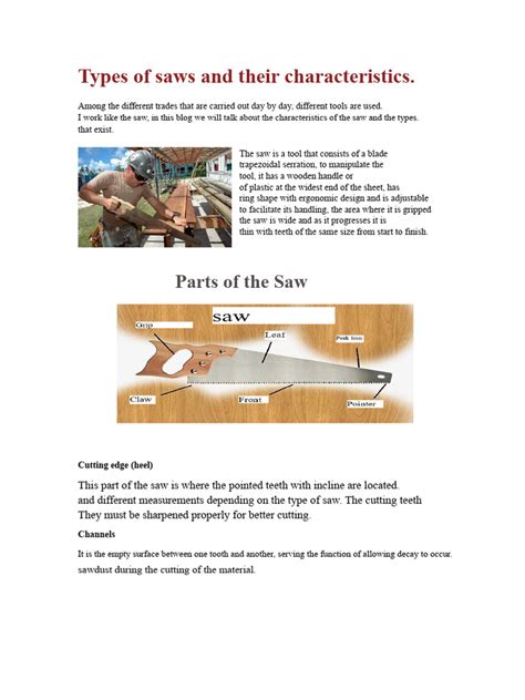 Types And Features Of Saws Explained Pdf Cutting Tools Tools