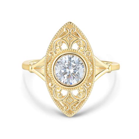 Vintage Bezel Set Diamond Engagement Ring Lirys Lirys Jewelry