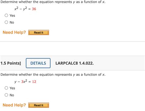 Solved Determine Whether The Equation Represents Y As A