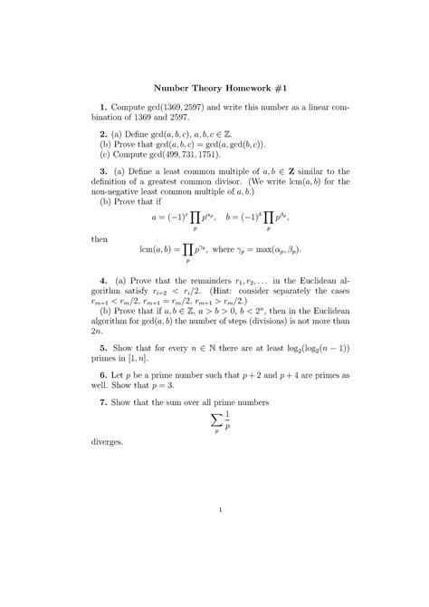 Number Theory Hw01 Homework Assignment Number Theory Homework 1 Gcd13692597 And Write