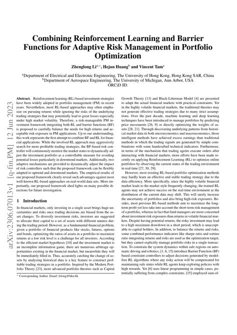 Pdf Combining Reinforcement Learning And Barrier Functions For Adaptive Risk Management In