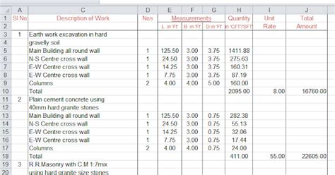 Building Estimation And Costing Excel Sheet Free Download House