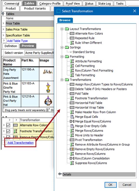 Table Transformations