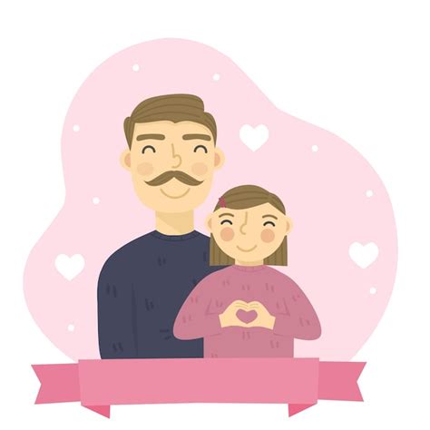 Ilustración De Padre E Hija Vector Premium