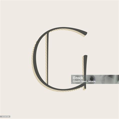 우아한 G 레터 세리프 글꼴 로고 그림자 선이있는 클래식 한 얇은 펜 글자 0명에 대한 스톡 벡터 아트 및 기타 이미지 0명