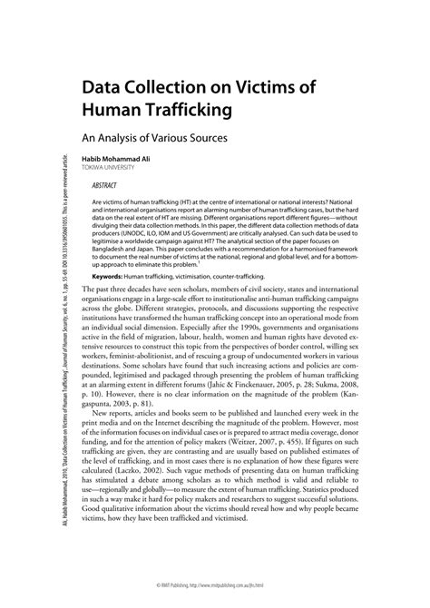 Pdf Data Collection On Victims Of Human Trafficking An Analysis Of Various Sources