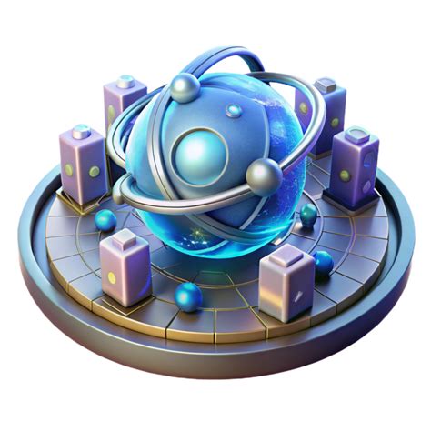 Futuristic 3d Render Of A Glowing Orb With Satellites 56093731 Png