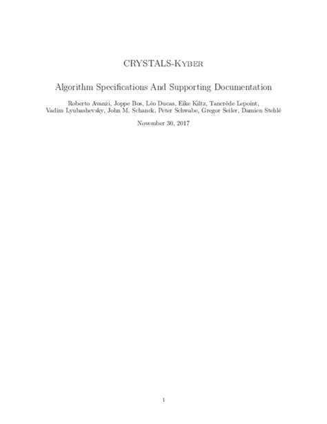 Pdf Crystals Kyber Algorithm Specifications And Supporting Documentation