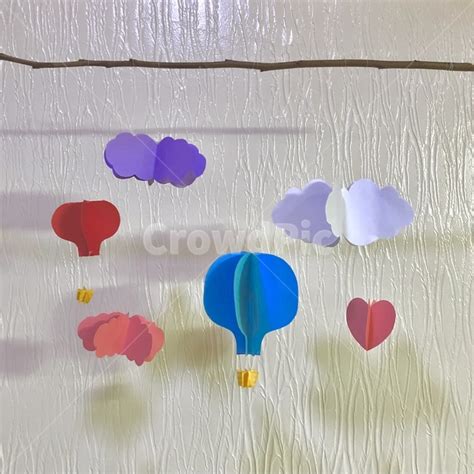 모빌 구름 열기구 종이접기 종이 사진이미지일러스트캘리그라피 민상작가