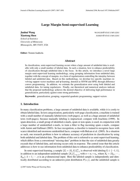 Pdf Large Margin Semi Supervised Learning