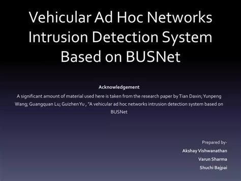 Ppt Vehicular Ad Hoc Networks Intrusion Detection System Based On Busnet Powerpoint