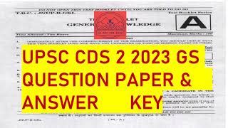 UPSC CDSE 2 2023 QUESTION PAPER U0026 ANSWER KEY UPSC 2 Doovi
