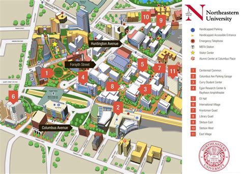 Northeastern University Campus Map Boston Massachusetts