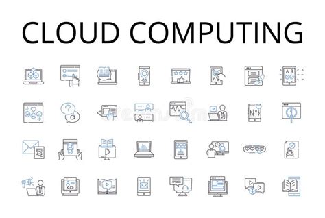 Cloud Computing Line Icons Collection Virtual Reality Green Energy Machine Learning