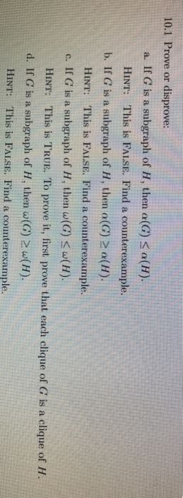 solved 10 1 prove or disprove a if g is a subgraph of h