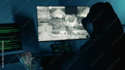 A Hacker Breaks Into Company Data Servers In Dark Atmosphere And Has