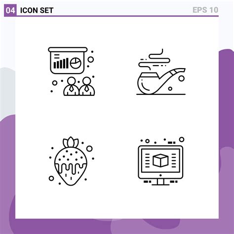 4 User Interface Line Pack Of Modern Signs And Symbols Of Conference