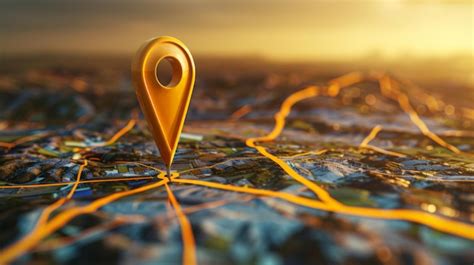 Premium Photo Gps Pointer On Map Yellow Navigation Symbol Element Icon For Map Travel Marker