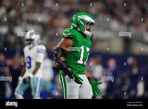 Philadelphia Eagles Linebacker Nakobe Dean 17 Celebrates After