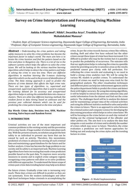 Survey On Crime Interpretation And Forecasting Using Machine Learning Pdf
