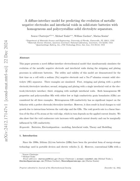 Pdf A Diffuse Interface Model For Predicting The Evolution Of