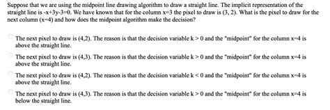Solved Suppose That We Are Using The Midpoint Line Drawing