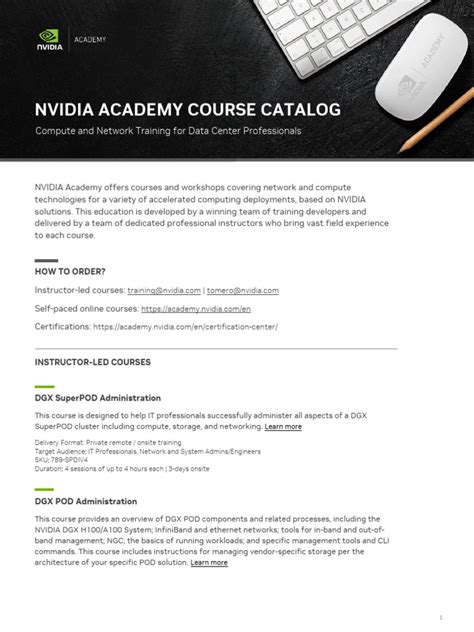 Nvidia Academy Courses Catalog Pdf Computer Network Computing