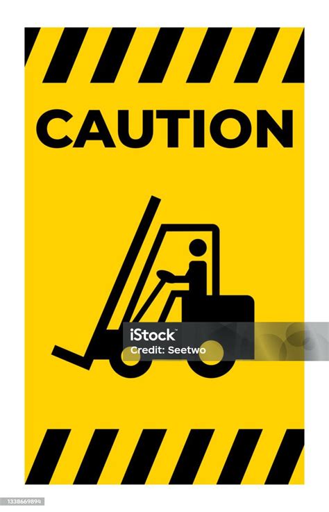 흰색 배경에 격리 된 지게차 기호 기호 기호 벡터 일러스트에 주의 경계 표지에 대한 스톡 벡터 아트 및 기타 이미지 경계 표지 공장 산업 건물 교통수단 Istock