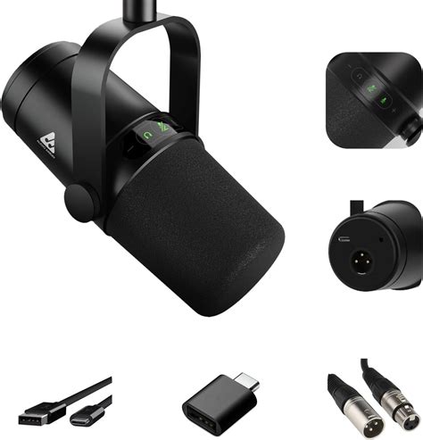 Audio Array AM C44 XLR USB Professional Dynamic Podcast Microphone Built In Monitoring One