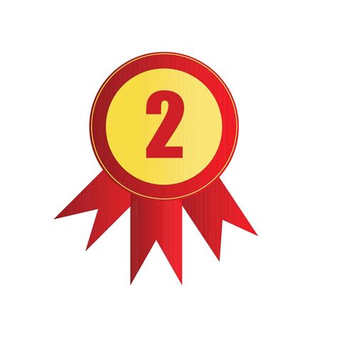Premium Award Ribbon Batch Icon Simple Vector Illustration Number Two