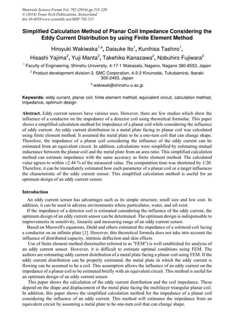 Pdf Simplified Calculation Method Of Planar Coil Impedance