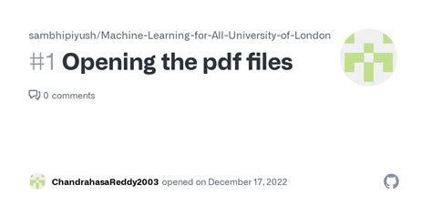 Opening The Pdf Files Issue Sambhipiyush Machine Learning For All University Of London