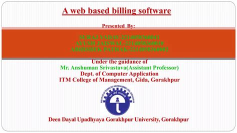 Web Based Billing Software Pptx Computer Software And Applications Computing