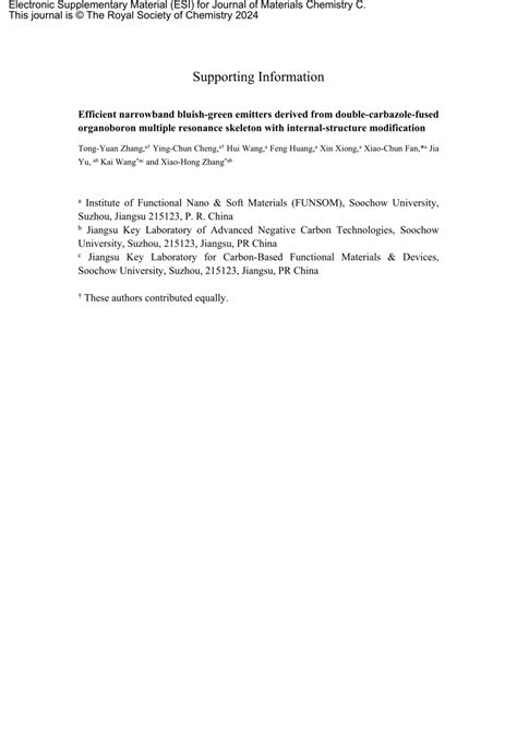 Pdf Efficient Narrowband Bluish Green Emitters Derived From Double Carbazole Fused Organoboron
