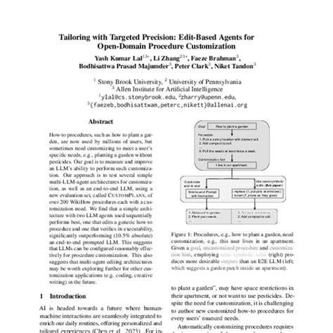Tailoring With Targeted Precision Edit Based Agents For Open Domain Procedure Customization