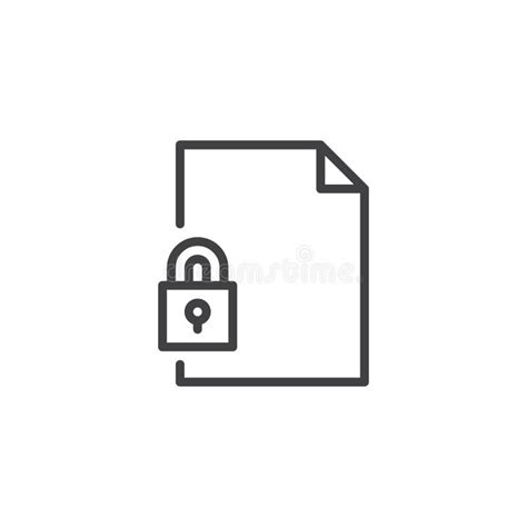 Locked File Outline Icon Stock Vector Illustration Of Safety