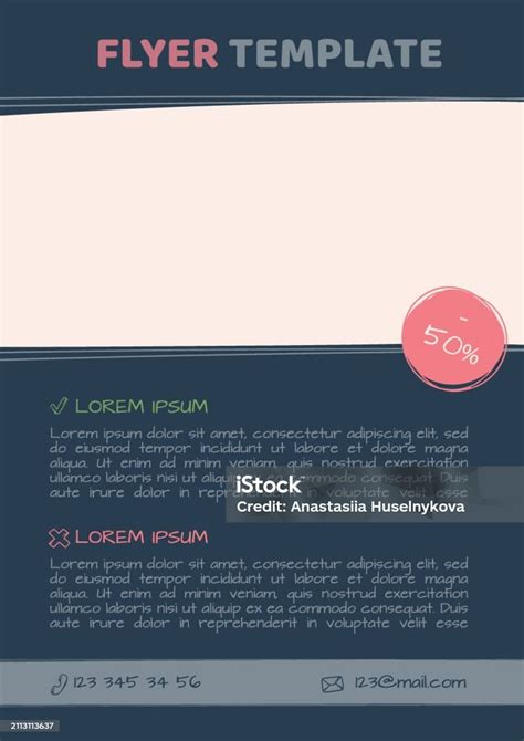 전단지 배너 사진 및 들쭉날쭉한 선을 위한 공간이 있는 게시물을 위한 편집 가능한 디자인 벡터 손으로 그린 템플릿 와 Icons