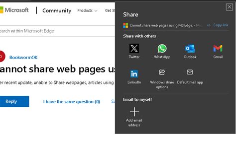 cannot share web pages using ms edge microsoft qanda