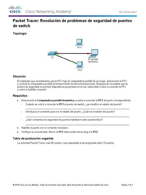 5 2 2 8 Packet Tracer Troubleshooting Switch Port Security Instructions Pdf