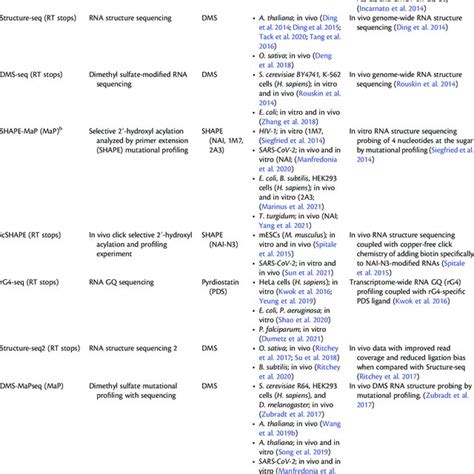 Methods For Genome Wide High Throughput Analysis Of Rna Structures By